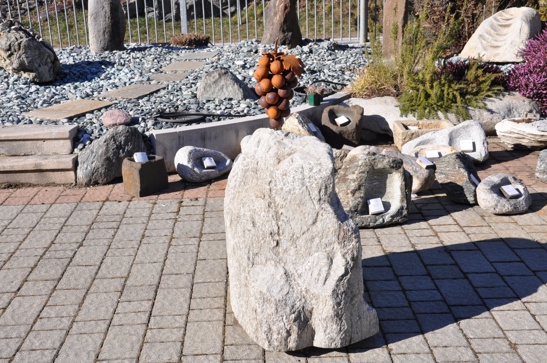 Steel grape on tonalite stone