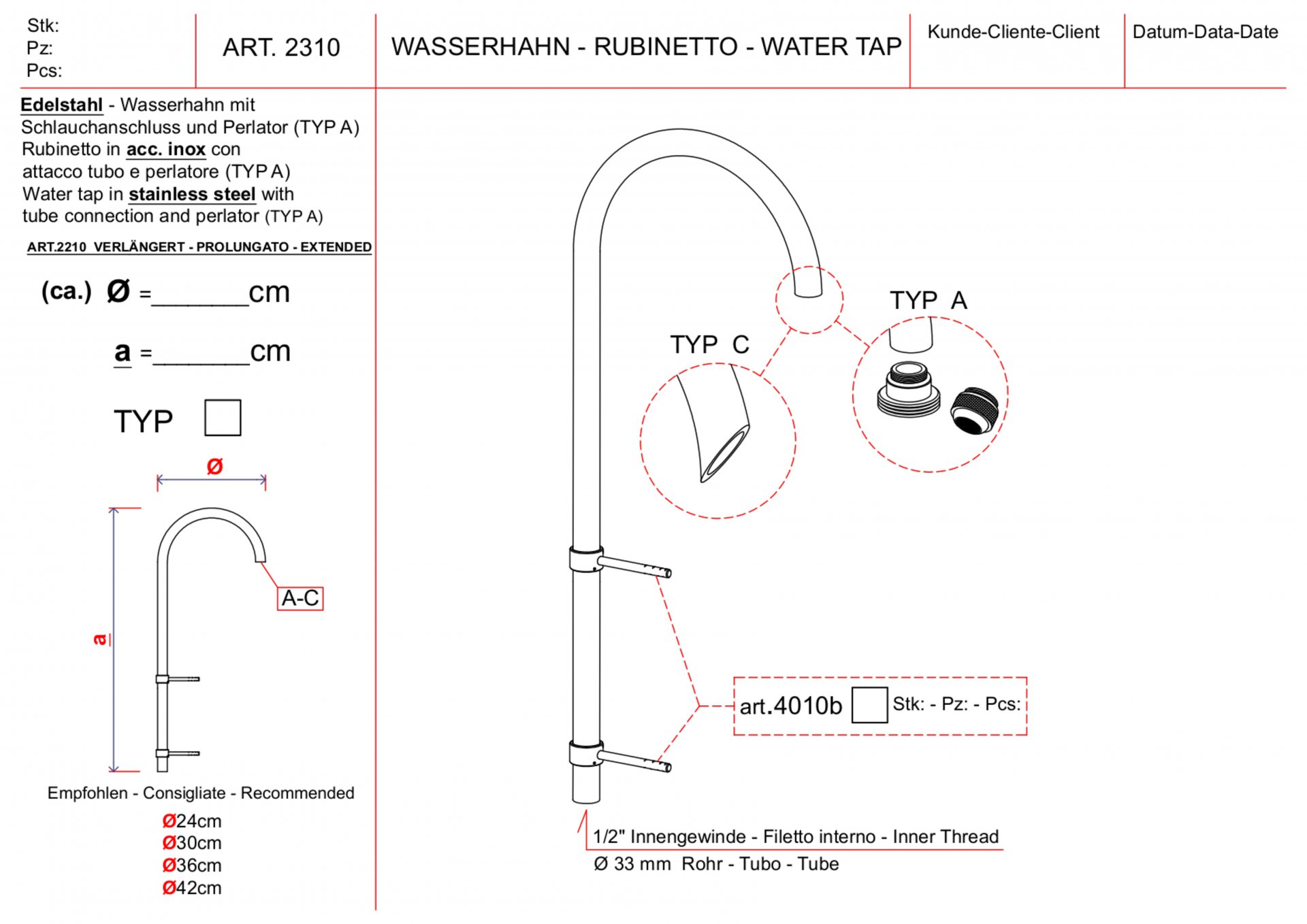 Stainless steel water tap